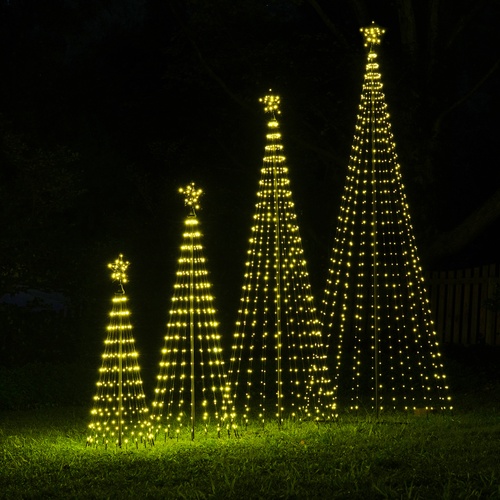 Warm White LED Animated Outdoor Lightshow Tree, Black Frame