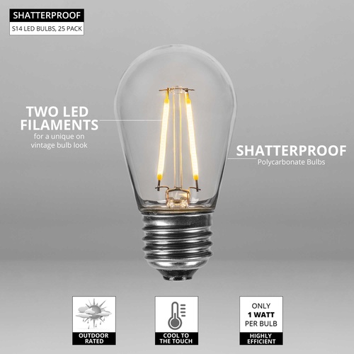 S14 Warm White Double Filament LED Replacement Bulbs