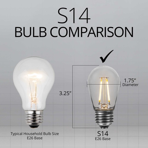 S14 Warm White Double Filament LED Replacement Bulbs