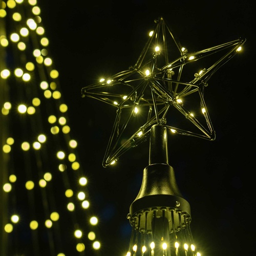 Warm White LED Animated Outdoor Lightshow Tree, Black Frame