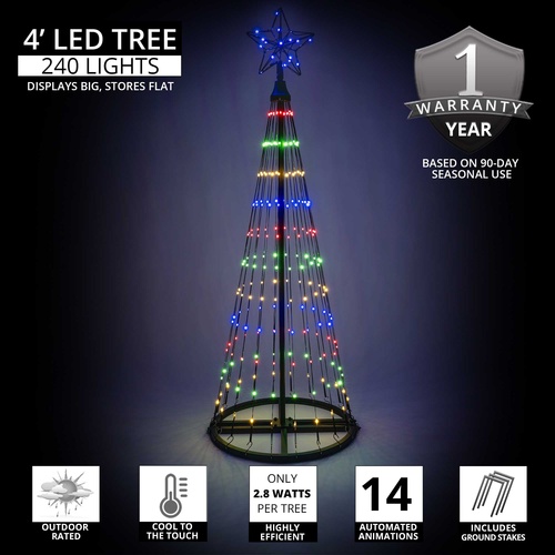 Multicolor LED Animated Outdoor Lightshow Tree, Black Frame