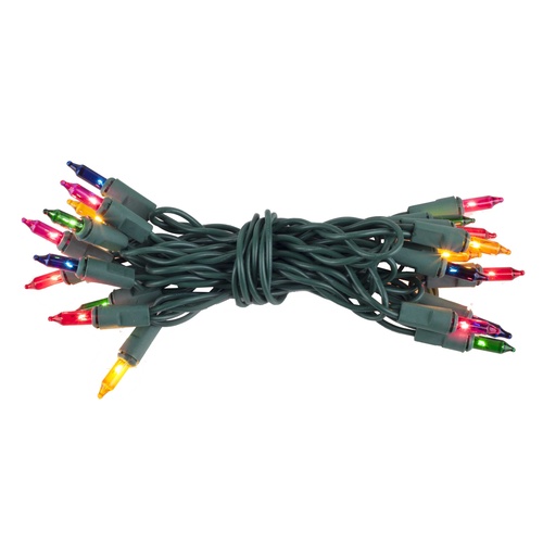 Christmas Lights - 20 Multi Color Craft Mini Lights, 4" Spacing, Green Wire