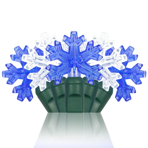 Novelty Lights - 35 Snowflake Blue / Cool White LED Lights, 6" Spacing