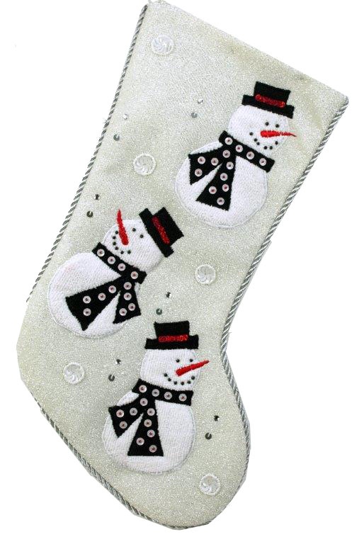 Christmas Stockings - 19" Silver Shimmer Snowman Stocking