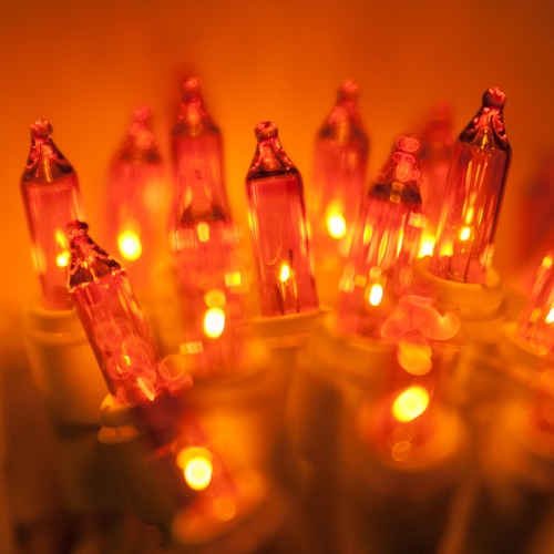 White Christmas Lights - 50 Amber / Orange Christmas Lights, 4" Spacing ...