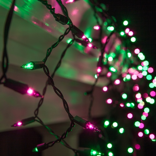 Green, Purple Halloween Icicle Lights, Black Wire