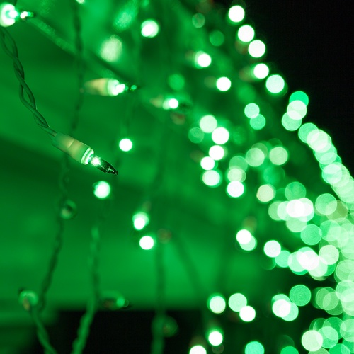 Green Icicle Lights, White Wire