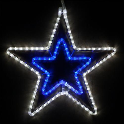 LED Double 5 Point Star, Blue and Cool White Lights