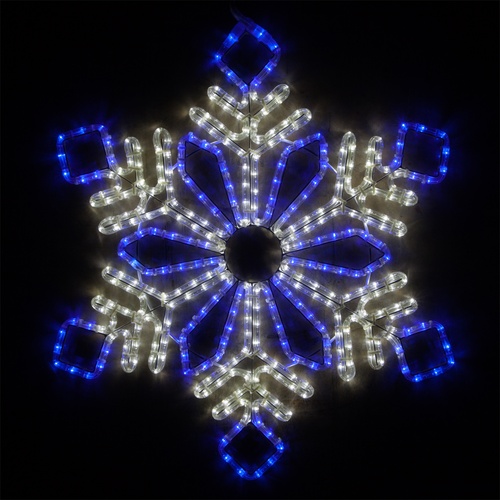 LED Diamond Flower Snowflake, Blue and Cool White Lights
