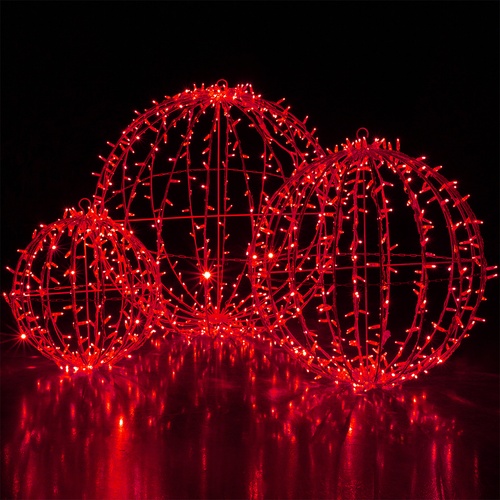 Red LED, Commercial Mega Sphere Christmas Light Ball, Fold Flat