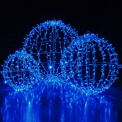 Blue LED, Commercial Mega Sphere Christmas Light Ball, Fold Flat