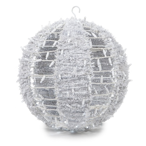 Cool White LED Commercial Christmas Light Ball With Ornamental Tinsel