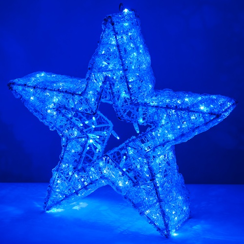 Wintergreen Lighting® LED Five Point Dimensional Star, Blue Lights