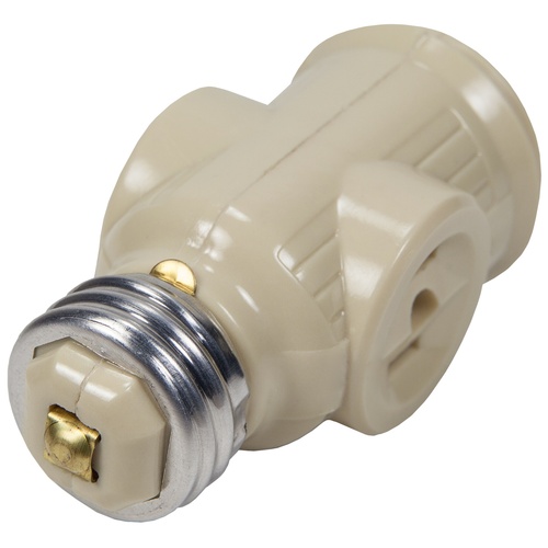 C7, C9 Light Strings - Ivory Light Socket Adapter, 2-Tap Outlets