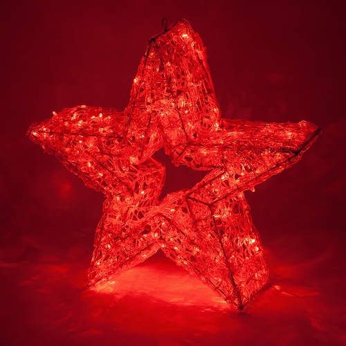 Wintergreen Lighting® LED Five Point Dimensional Star, Red Lights