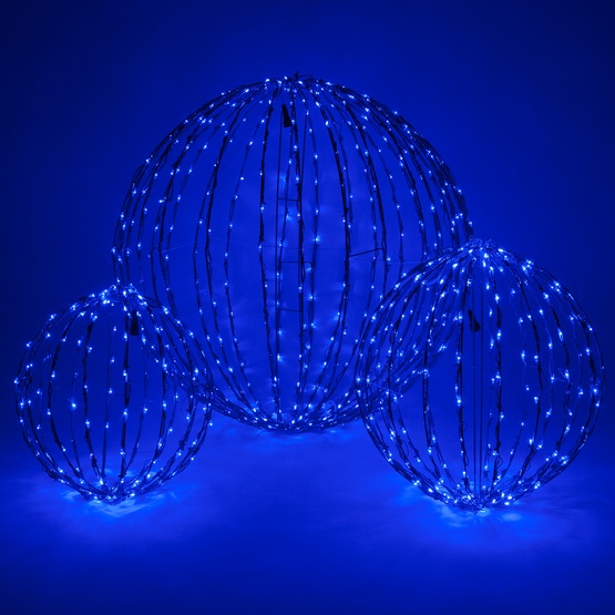 Blue LED Christmas Light Ball, Fold Flat Blue Frame