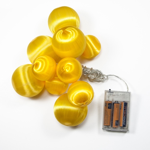 Novelty Lights - Battery Operated Gold Ball Ornament Light Set, 10 Gold ...