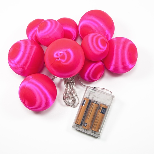 Novelty Lights - Battery Operated Pink Ball Ornament Light Set, 10 Pink ...