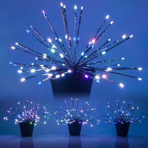 Silver Starburst Lighted Branches with RGB LED Lights, 3 pc