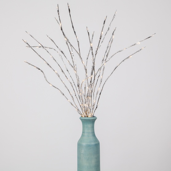 Silver Lighted Branches with Warm White LED Lights, 1 pc
