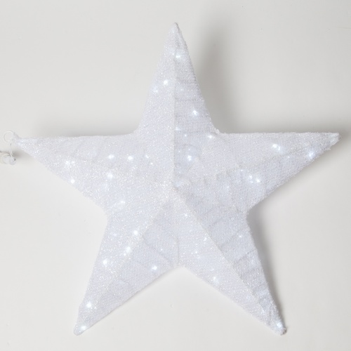 White Metallic Mesh Star Light, White LED Lights