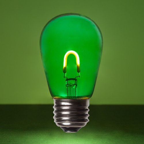 S14 Green Glass FlexFilament TM LED Edison Bulb, Transparent