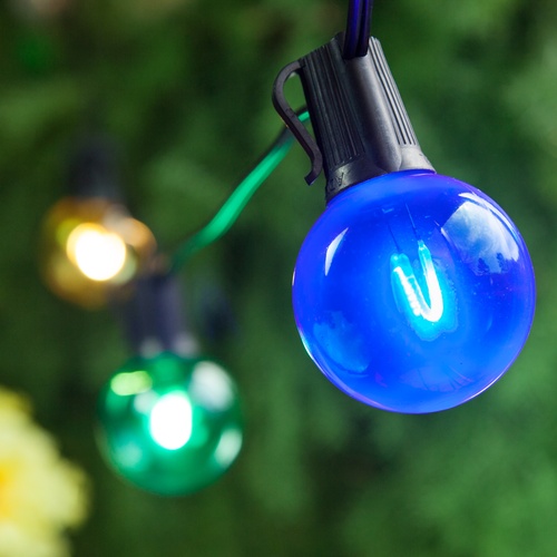 Patio Lights - Multicolor FlexFilament LED Party Lights, G50 Bulbs on ...