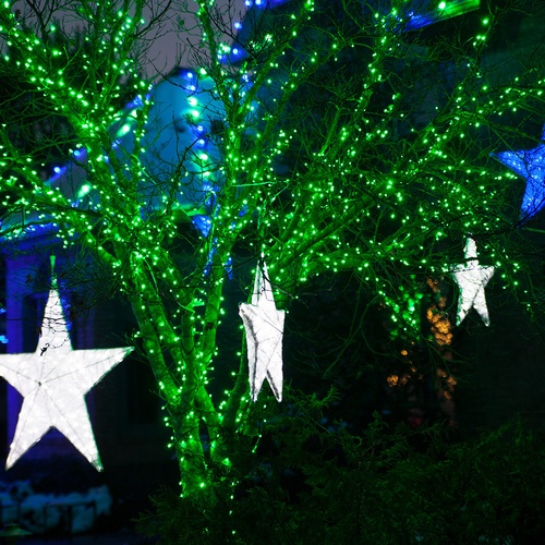 green tree lights