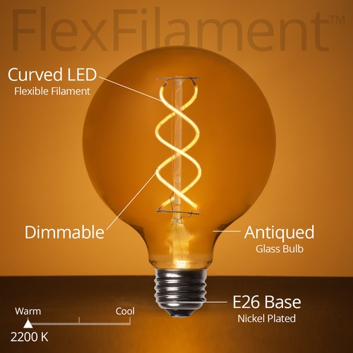G95 Warm White Glass FlexFilament TM LED Edison Bulb Globe Light Bulb ...