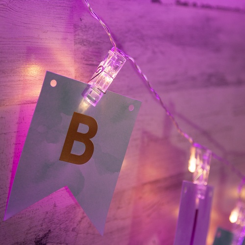 Novelty Lights - LED Clothes Pin String Lights, 10 Warm White Lights