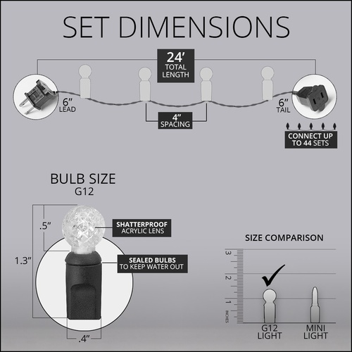G12 Warm White LED String Lights