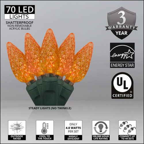 C6 Amber LED String Lights