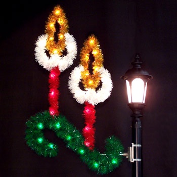 Outdoor Christmas Decorations - 5' Double Candle with Garland