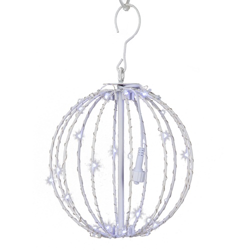 Cool White LED Fairy Christmas Light Ball, Fold Flat White Frame