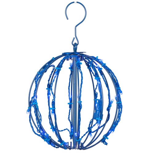 Blue LED Christmas Light Ball, Fold Flat Blue Frame