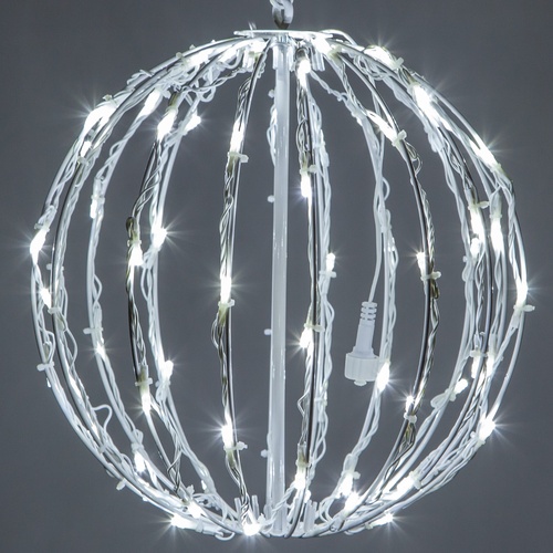 Cool White LED Christmas Light Ball, Fold Flat White Frame