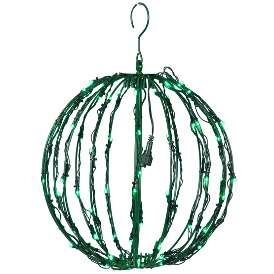 Green LED Christmas Light Ball, Fold Flat Green Frame
