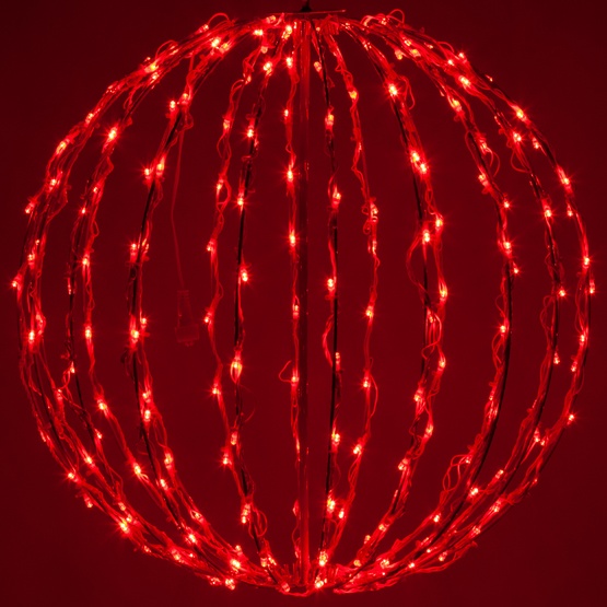 Red LED Christmas Light Ball, Fold Flat Red Frame