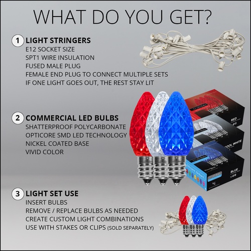 Christmas Lights - C7 Blue Commercial LED Strings