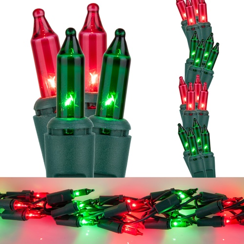 Garland Lights - 9' Garland Lights, 300 Red/Green Lamps, Green Wire