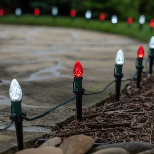 Christmas Lights - C7 Cool White / Red Opticore Christmas LED Pathway ...