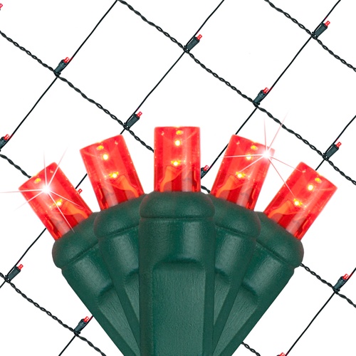 5mm Red SoftTwinkle LED Net Lights, Green Wire
