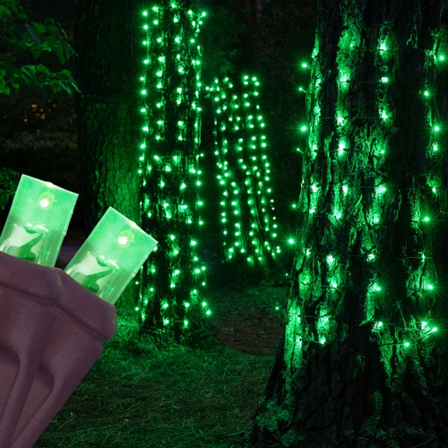 5mm Green LED StretchNet Pro Tree Wrap Lights, Brown Wire