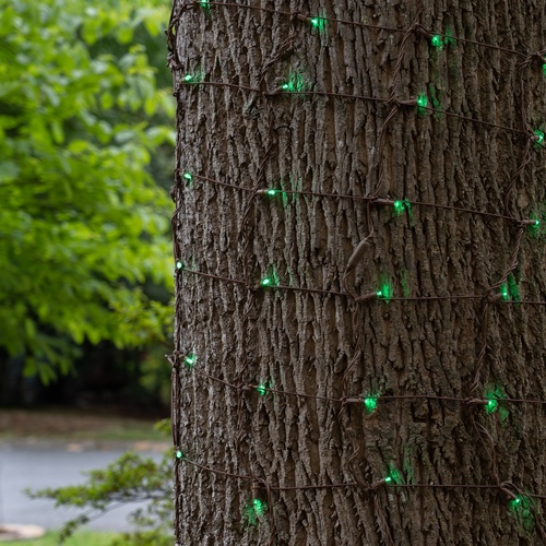 5mm Green LED StretchNet Pro Tree Wrap Lights, Brown Wire