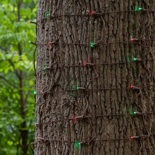 5mm Red, Green LED StretchNet Pro Tree Wrap Lights, Brown Wire