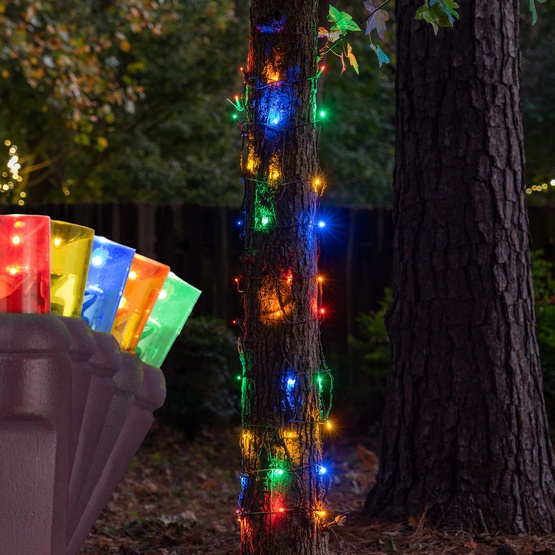 5mm Warm White LED StretchNet Pro Tree Wrap Lights, Brown Wire