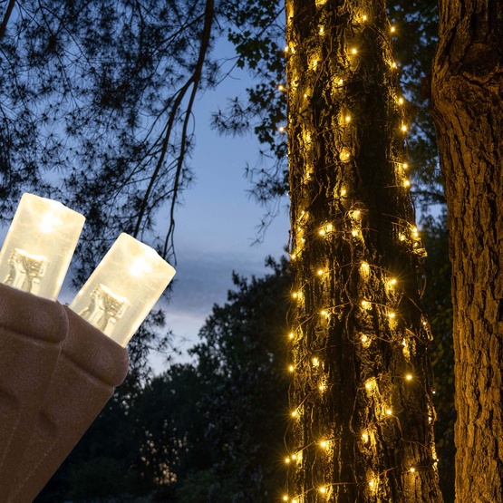 5mm Warm White LED StretchNet Pro Tree Wrap Lights, Brown Wire