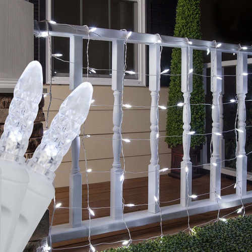 M5 Cool White LED Net Lights, White Wire