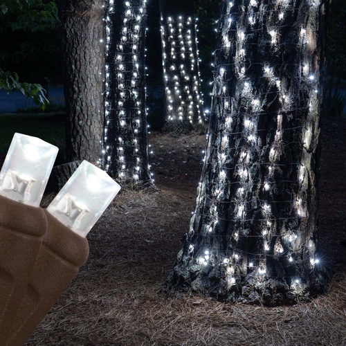 5mm Cool White LED Tree Wrap Lights, Brown Wire