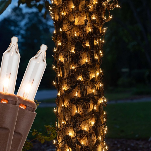 Clear Tree Wrap Lights, Brown Wire